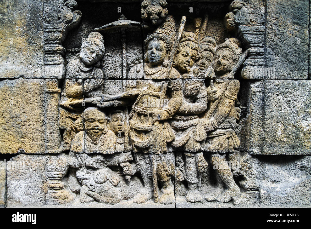 Indonesia, Java, Relief at Borobudur Temple Stock Photo - Alamy