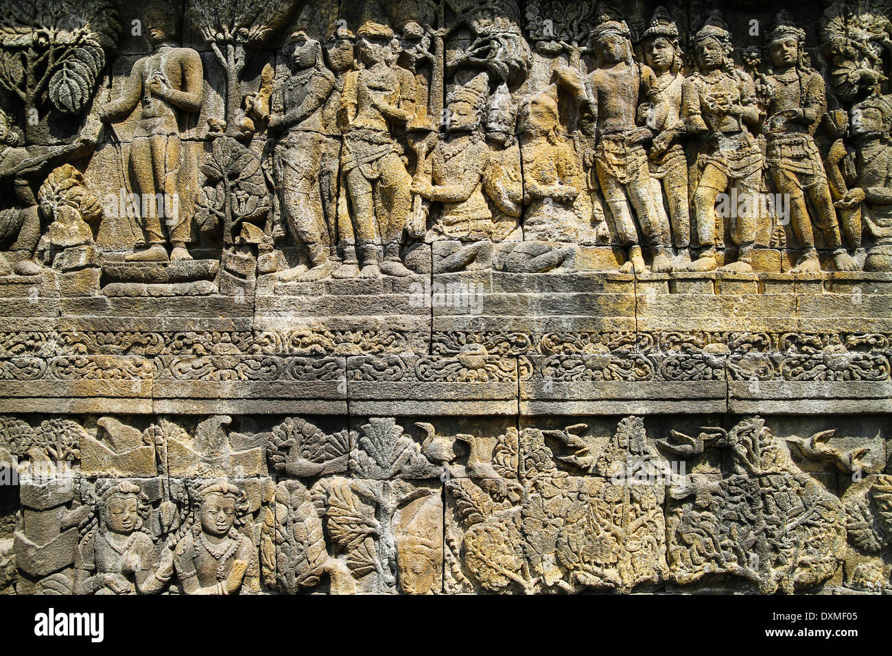 Indonesia, Java, Relief at Borobudur Temple Stock Photo - Alamy