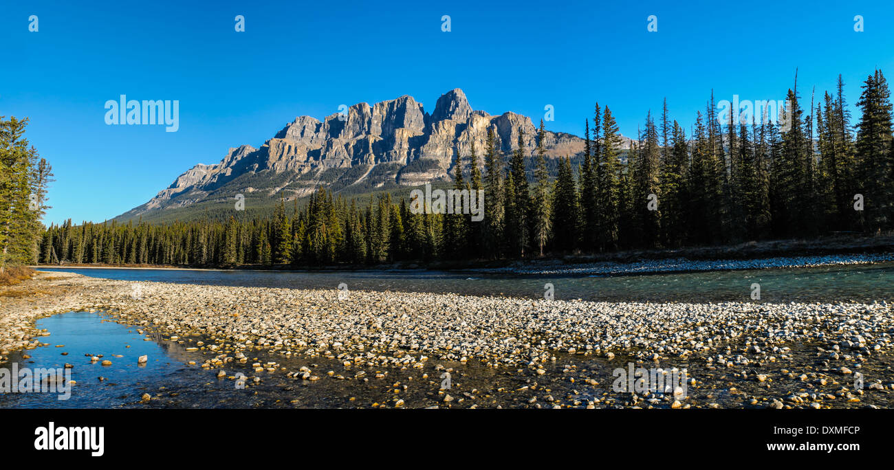 Castle Mountain and the Bow River, Banff National Park Alberta Canada Stock Photo - Alamy