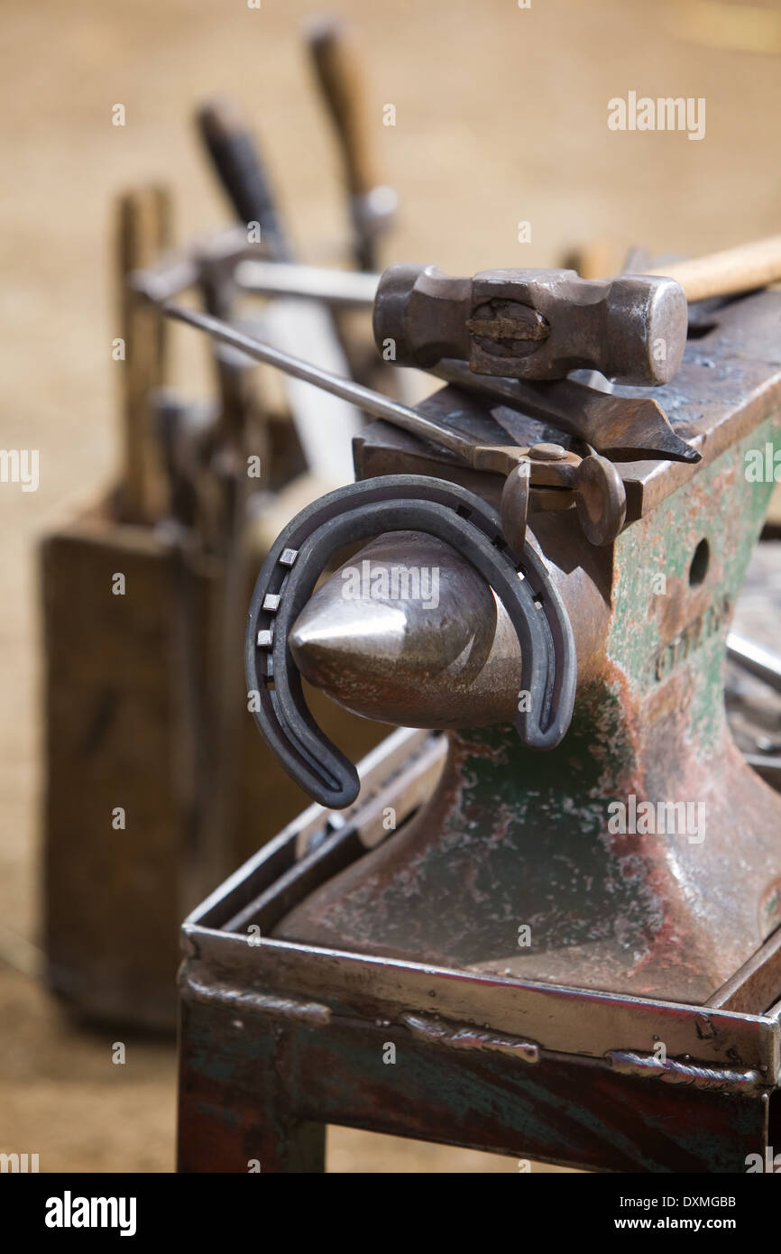 A professional farrier's tools at a stable in North Lincolnshire ...