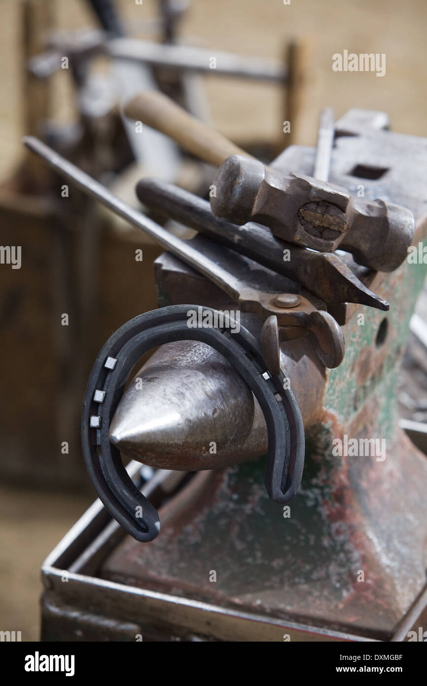 A professional farrier's tools at a stable in North Lincolnshire ...