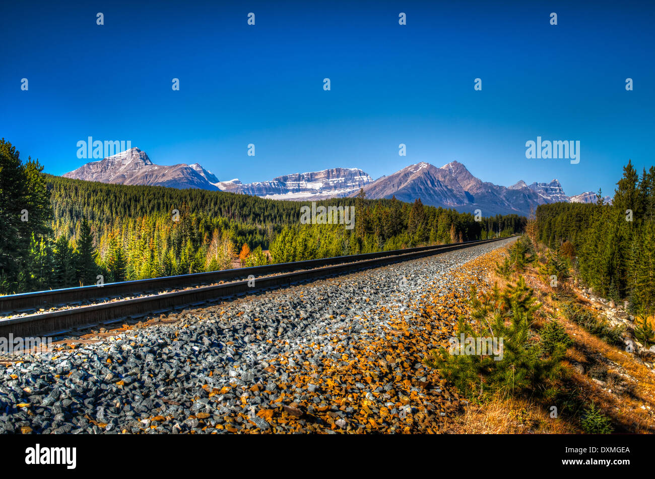 Railway line running through Banff National Park Alberta Canada Stock Photo - Alamy