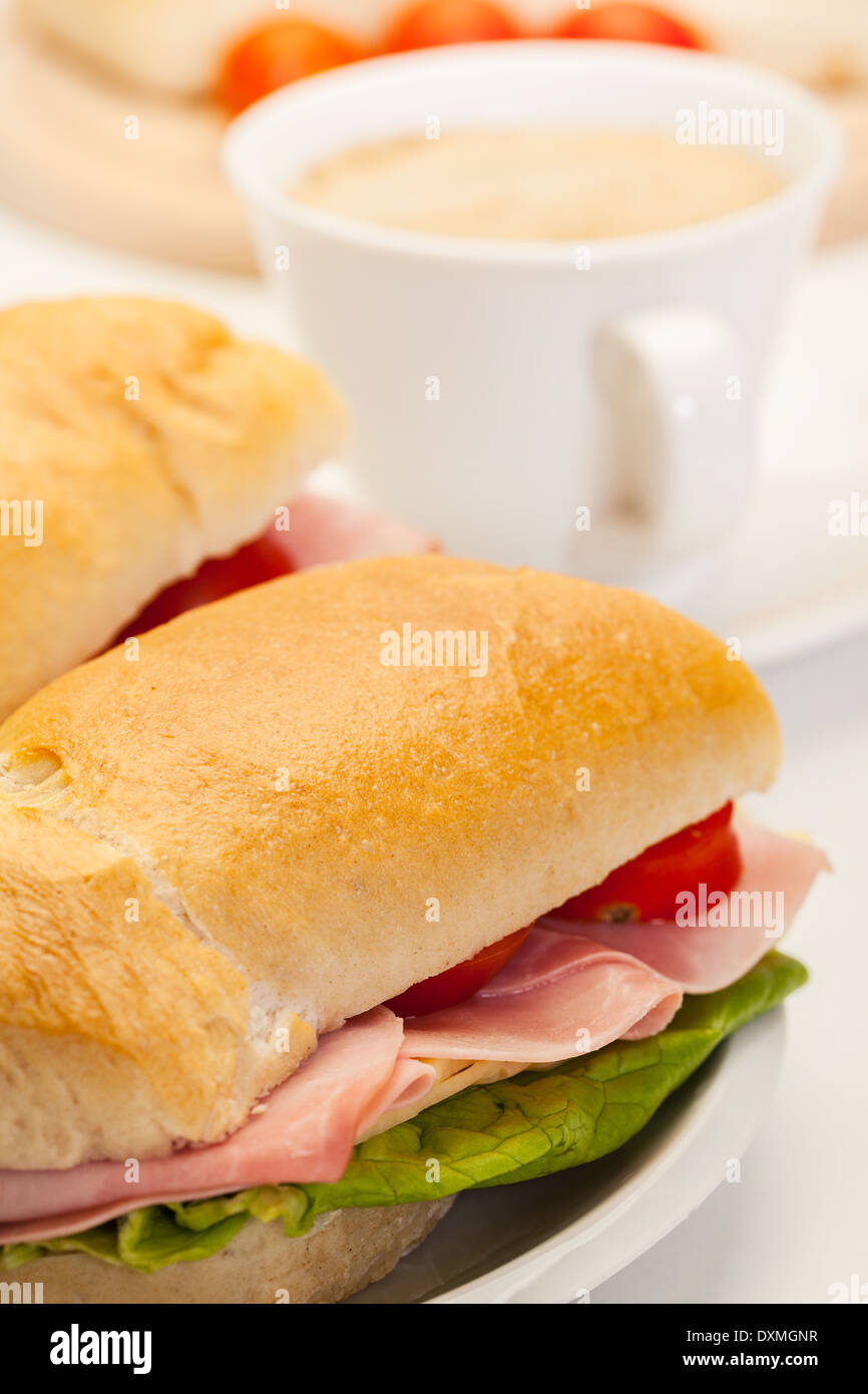 Italian panini sandwich with ham, cheese and tomato Stock Photo - Alamy