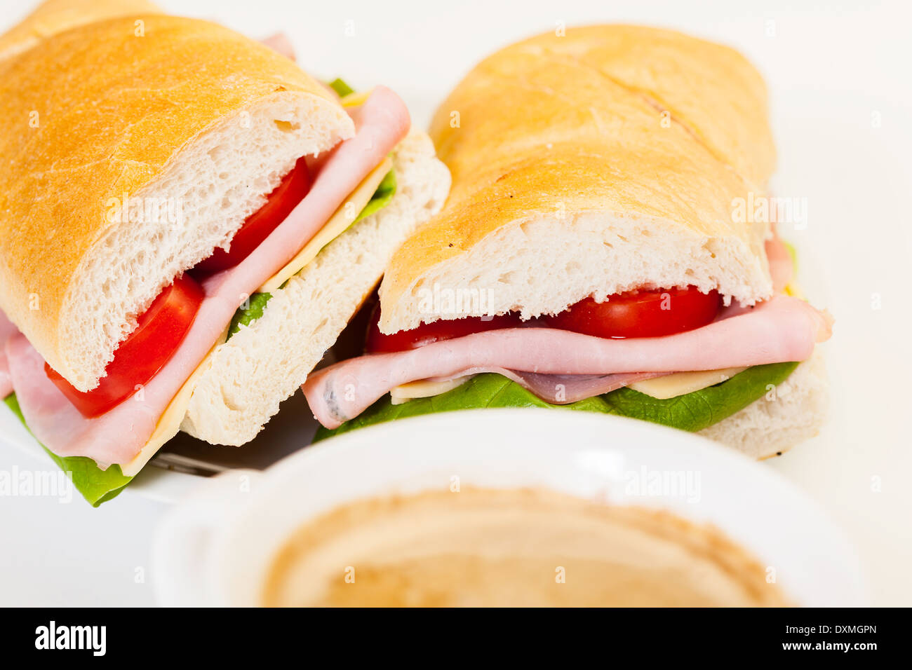 Italian panini sandwich with ham, cheese and tomato Stock Photo - Alamy
