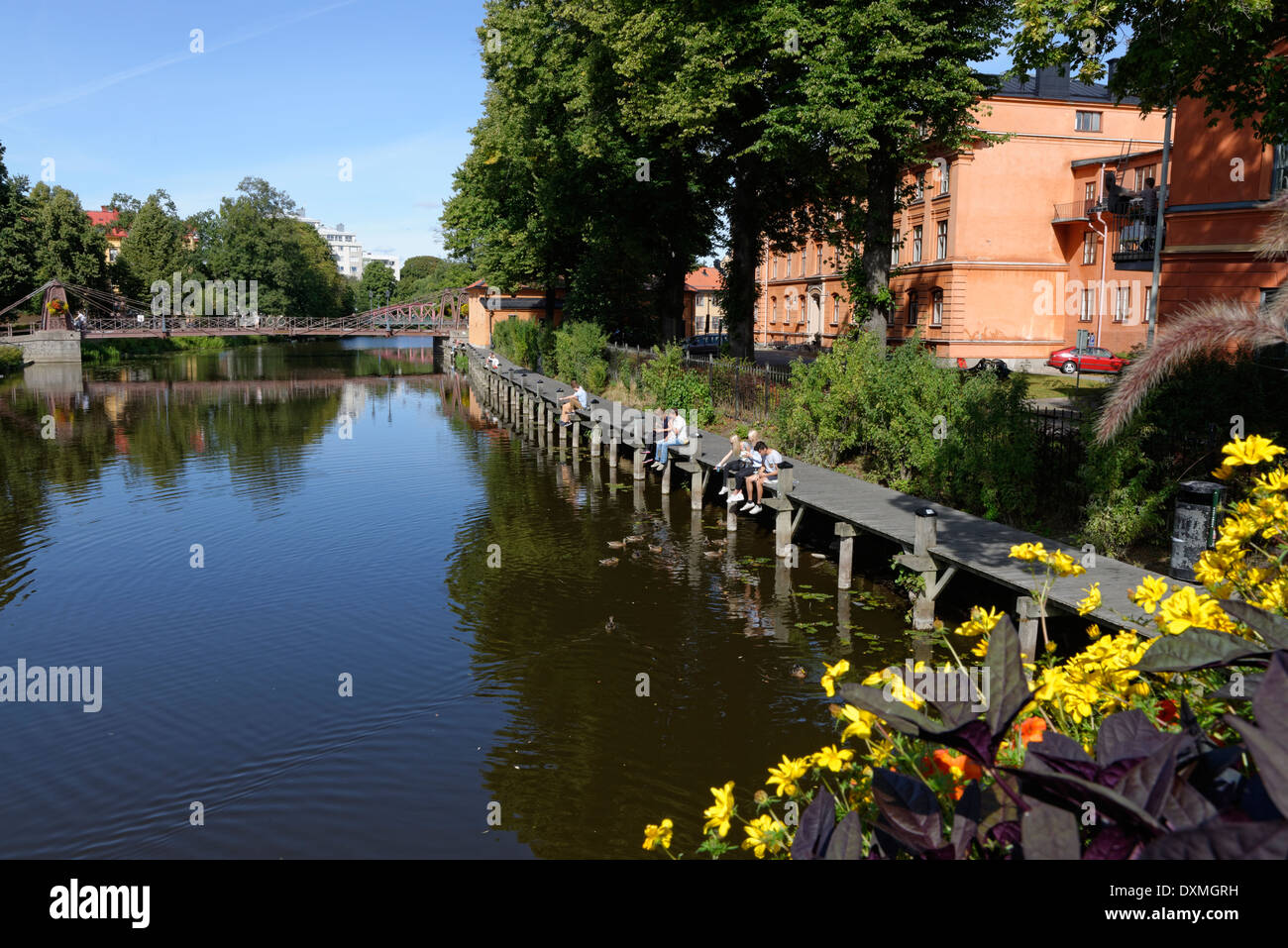 Sweden, Uppsala, Promenade at the river Fyris Stock Photo - Alamy