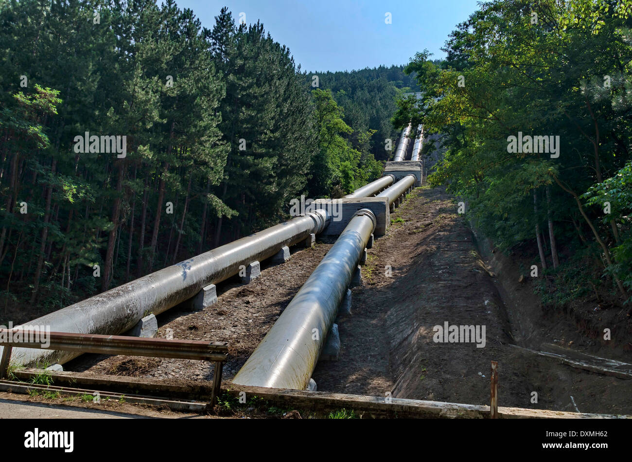 Fall of water in pipe for hydroelectric power station Stock Photo - Alamy