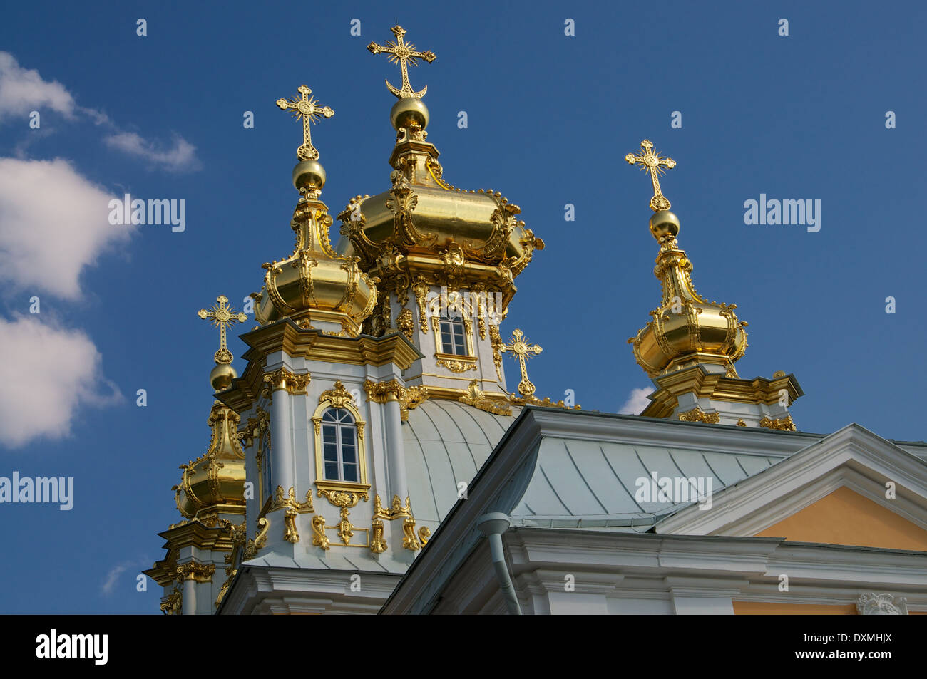 Chapel next to the Great palace in Petergof, St. Petersburg Stock Photo ...