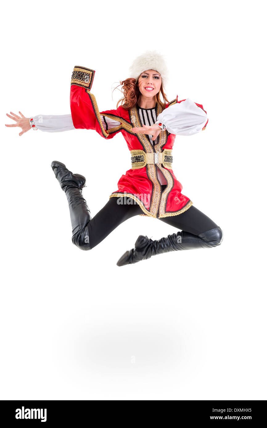 Handsome woman jumping Stock Photo - Alamy