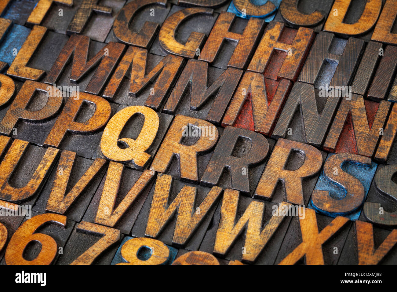 alphabet abstract - vintage letterpress wood type printing blocks ...