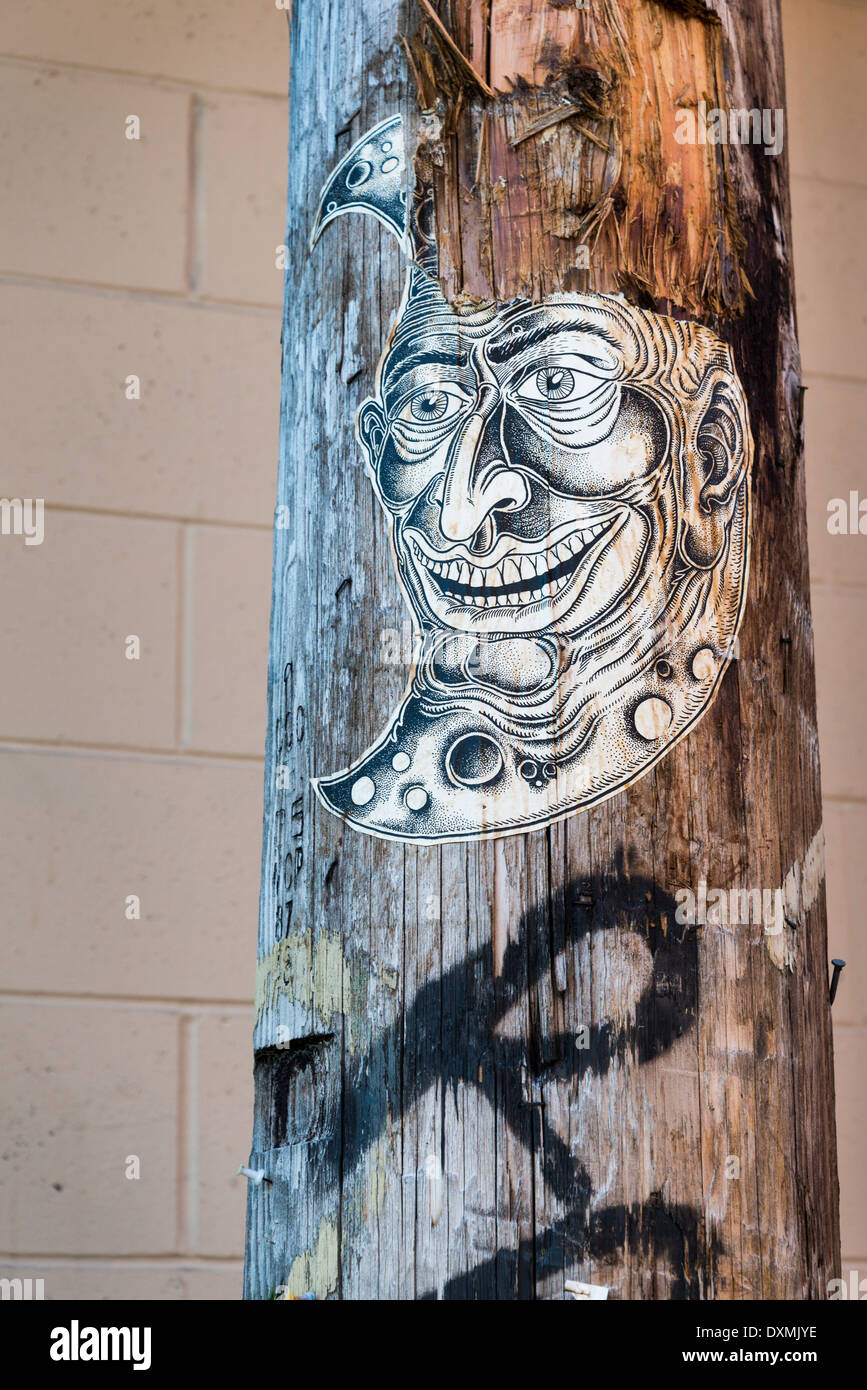 Torn paper moon wood pole torn paper moon on pole hi-res stock ...