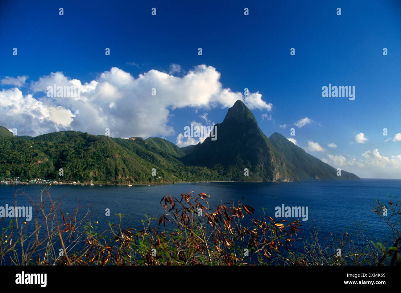 Pitons Dormant Volcanic Plugs in St Lucia Stock Photo - Alamy