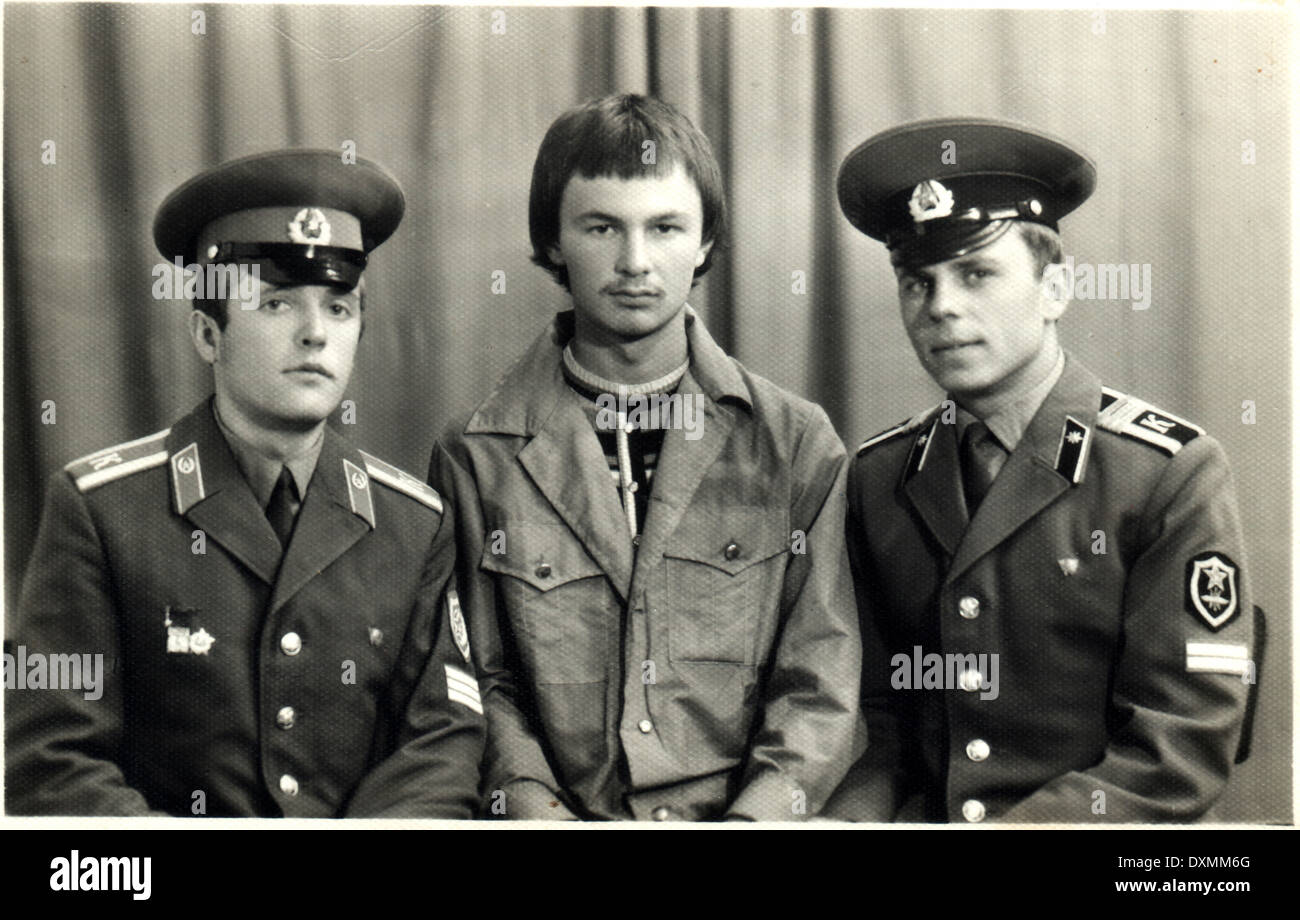 USSR - CIRCA 1960s: Vintage photo shows three soldiers, 1960s Stock ...