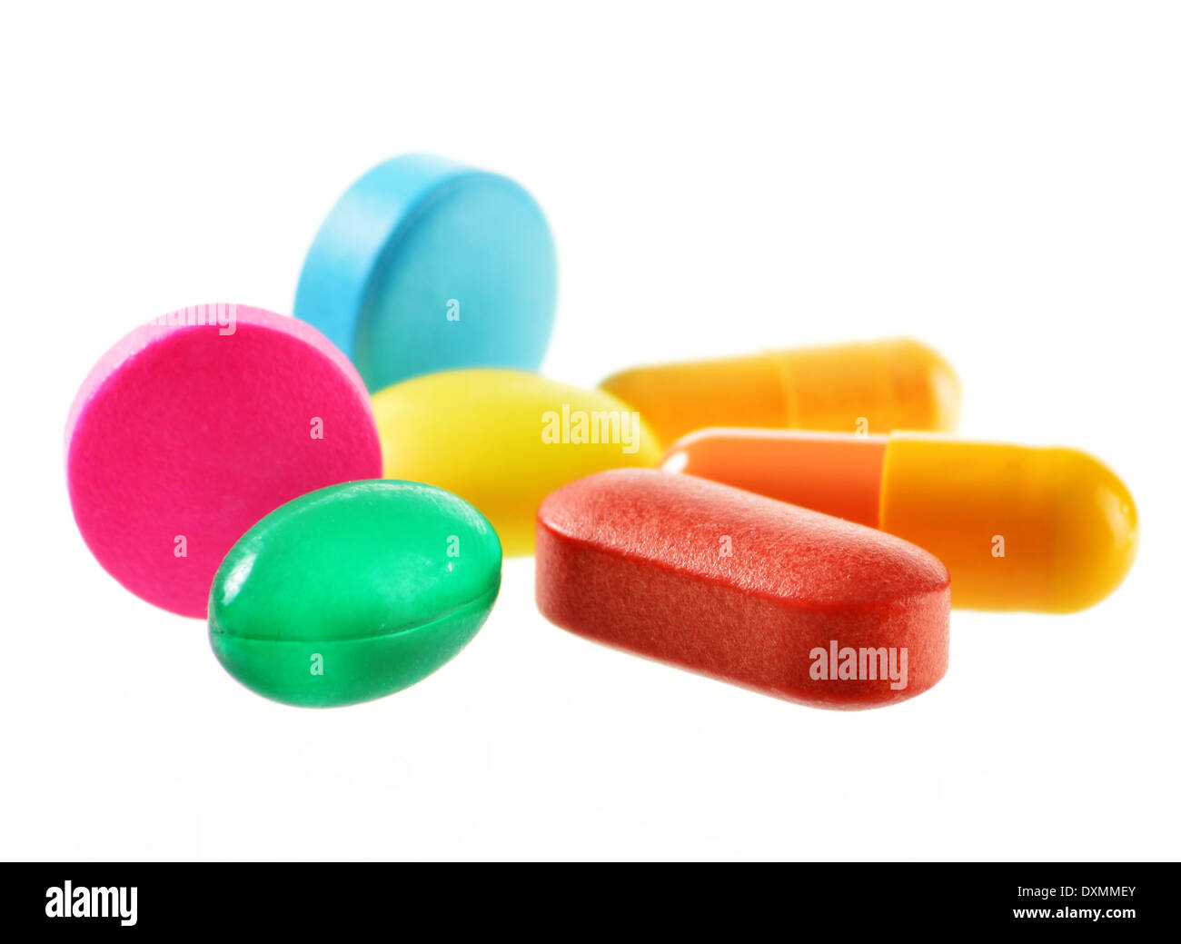Composition with drug pills isolated on white Stock Photo - Alamy