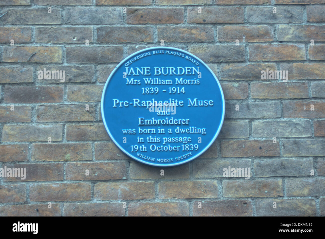 Plaque to Jane Burden, Pre-Raphaelite muse, oxford Stock Photo - Alamy
