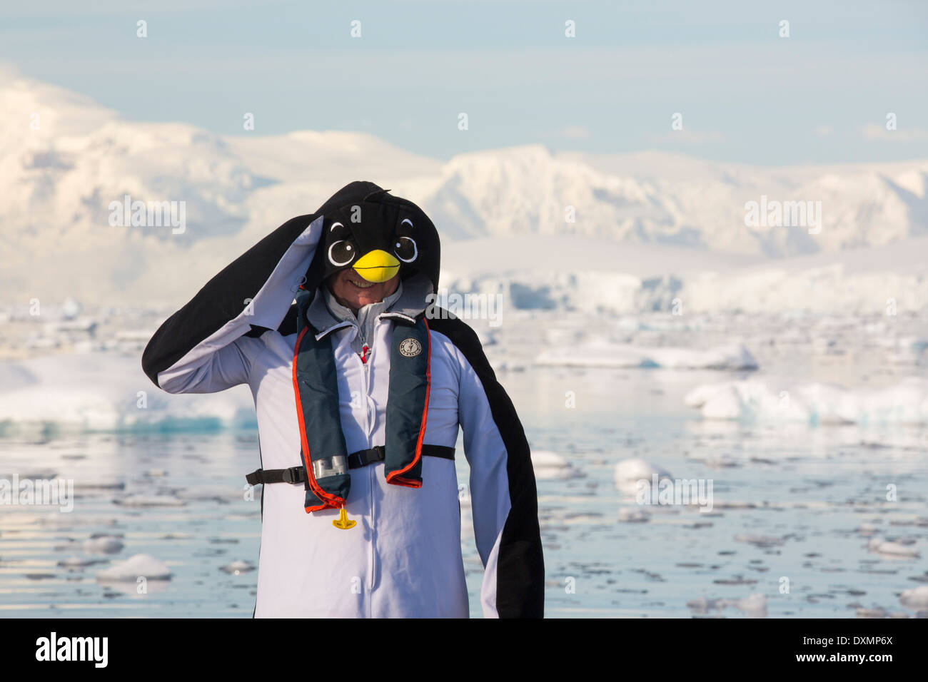Crew members of an expedition cruise to Antarctica in a Zodiak in ...