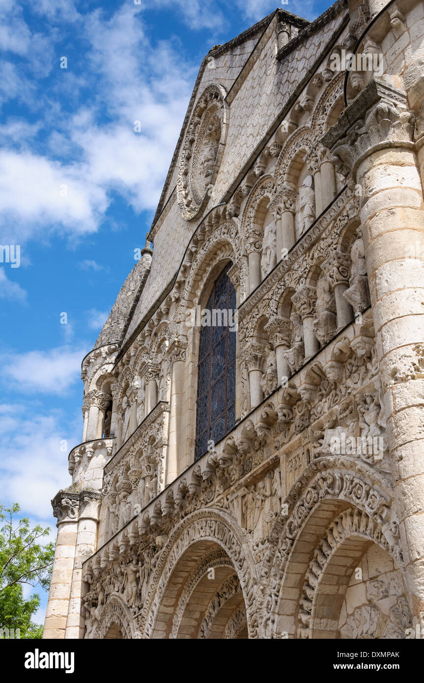 Exterior architecture of Eglise Notre-Dame la Grande. Poitiers, France ...