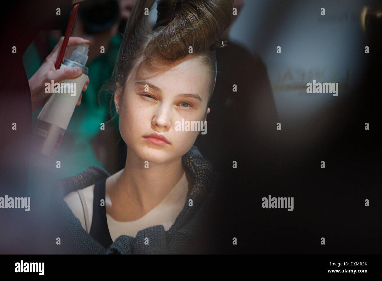 Moscow, Russia. 27th Mar, 2014. Models on backstage, design by Tegin ...