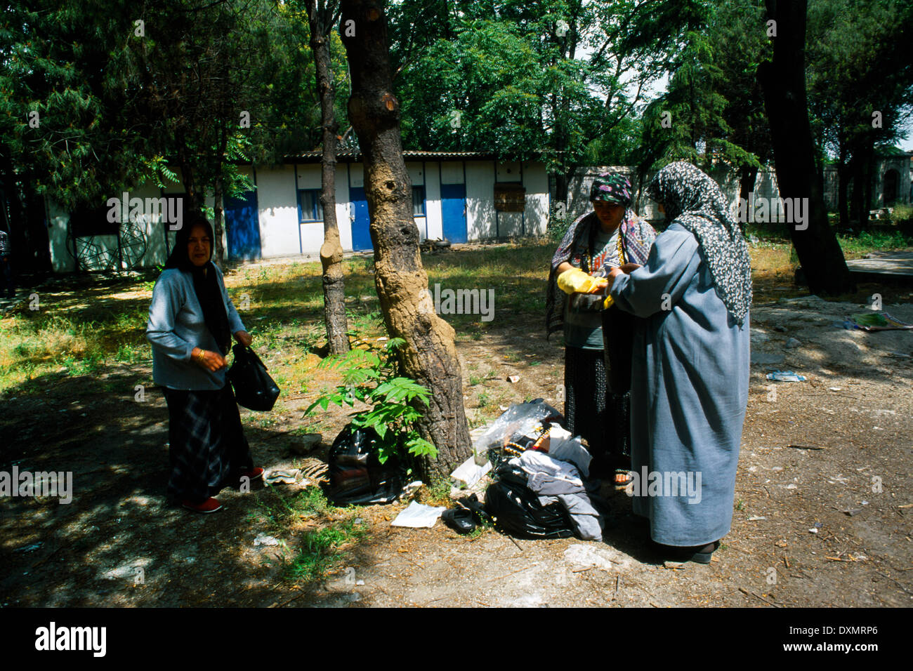 Istanbul Turkey Women Selling Clothes Outside Sehzade Camii Mosque ...