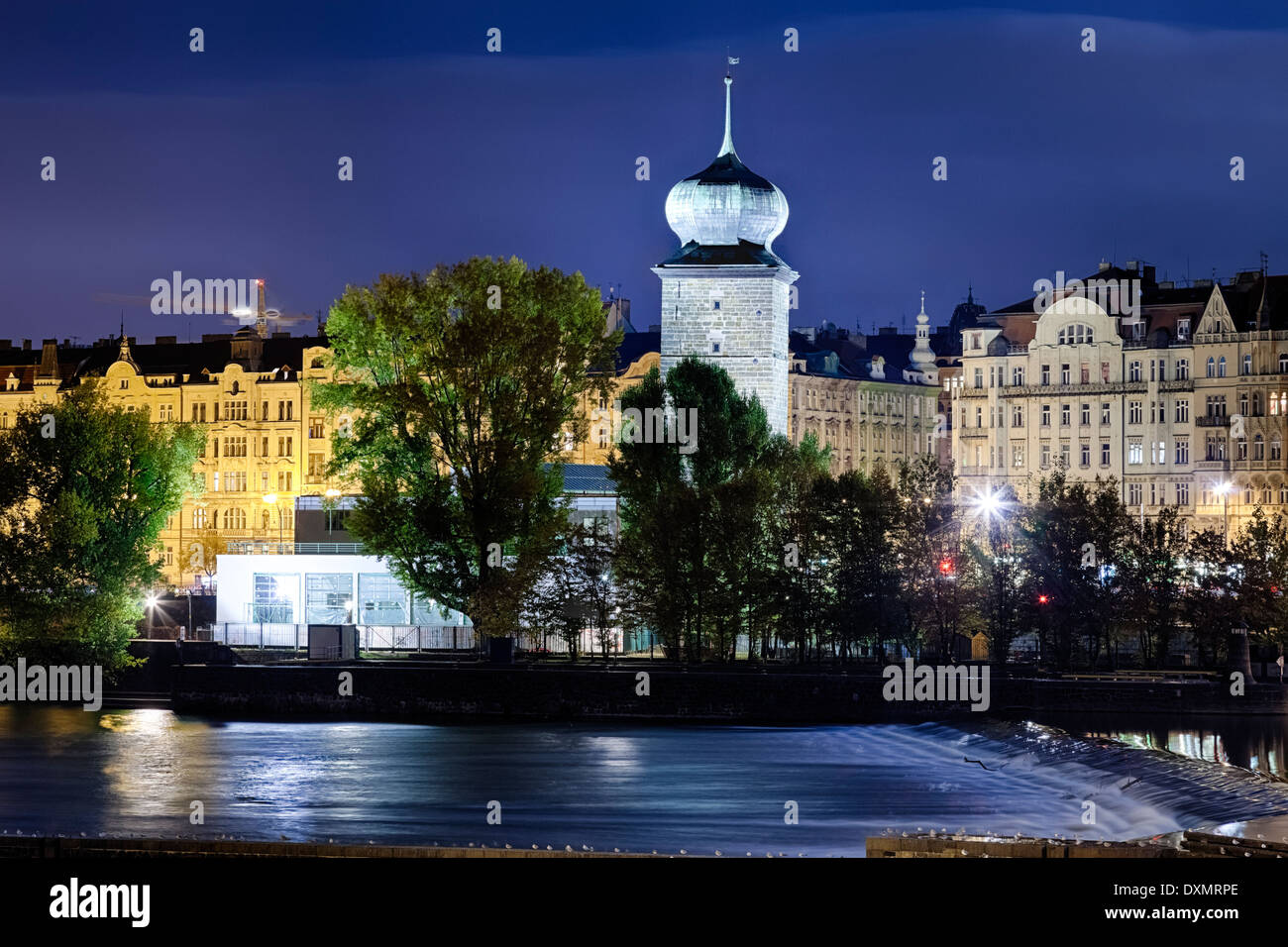 Prague Manes Tower in the night Stock Photo - Alamy