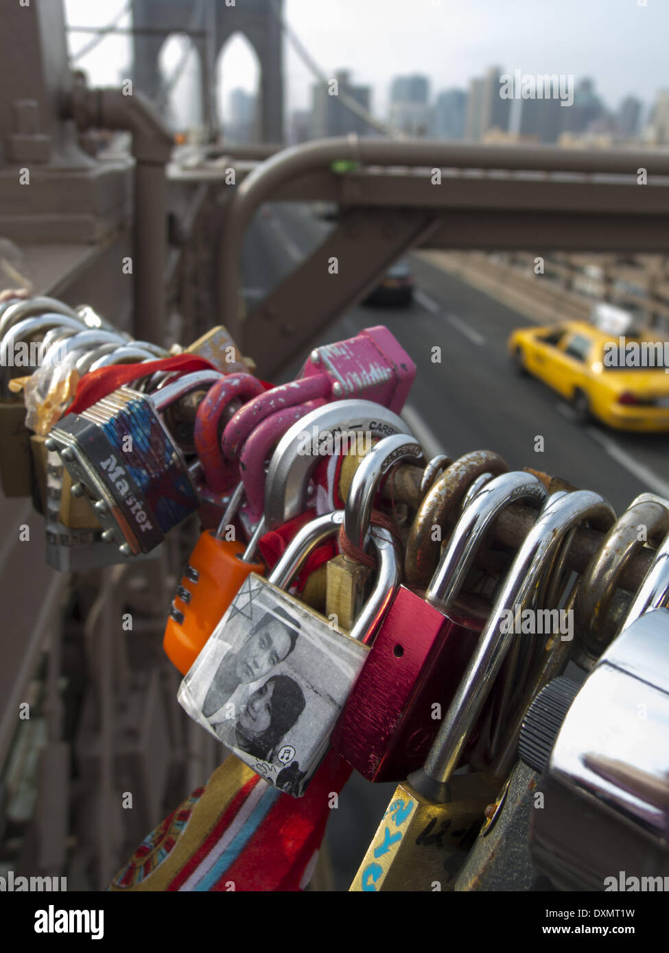 New York, New York, USA. 10th July, 2013. Lovers locks on the Brooklyn ...