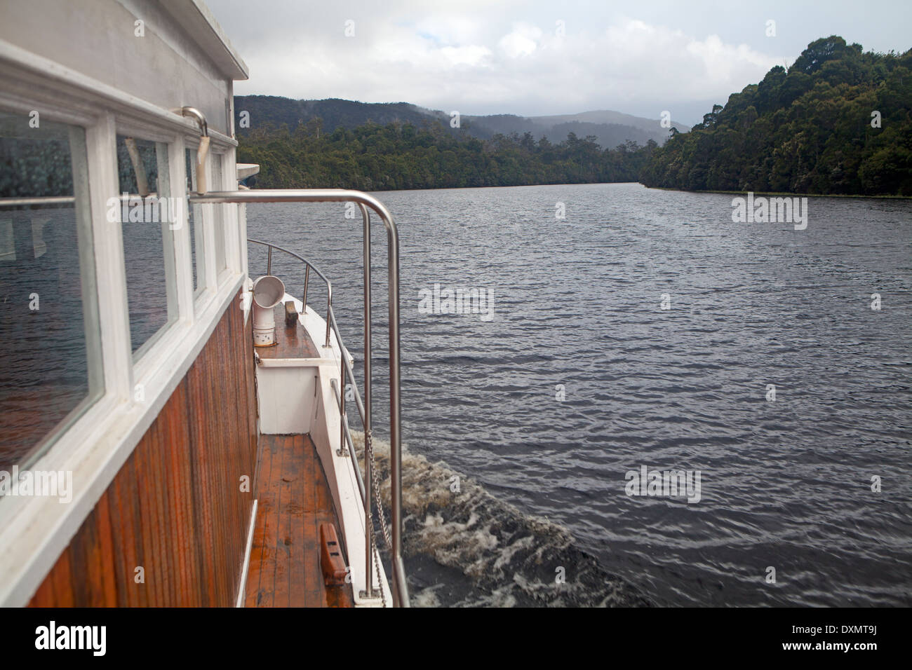 The tourist boat, Arcadia II, on the Pieman River in the Tarkine ...
