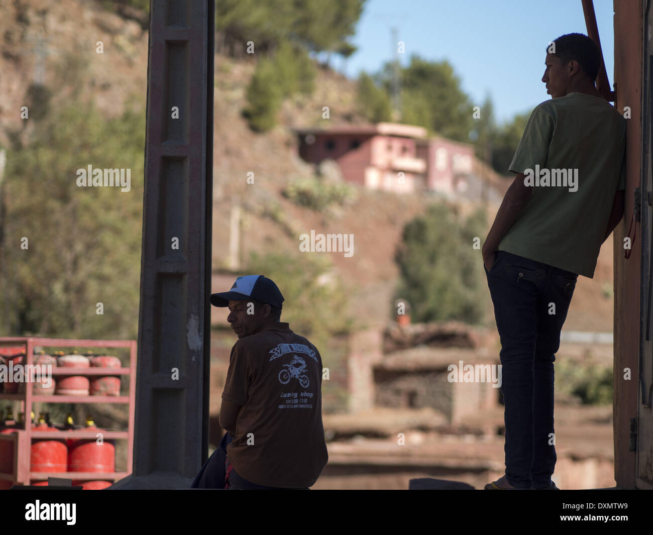 Toufliht, Morocco. 12th Nov, 2013. Rear view of men waiting at the ...