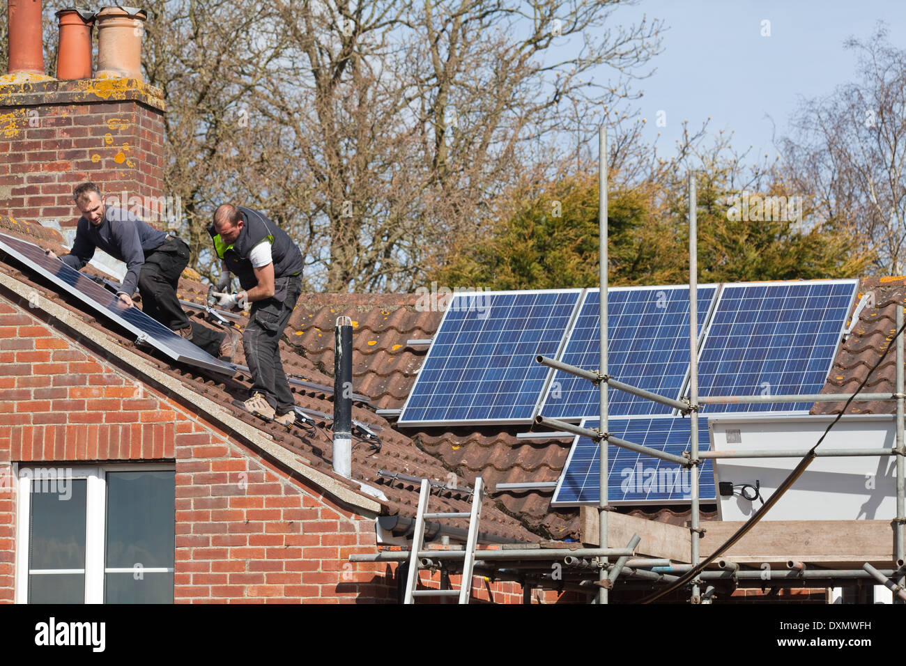 Solar Photovoltaic Panel installation on the pantile roof of a country ...