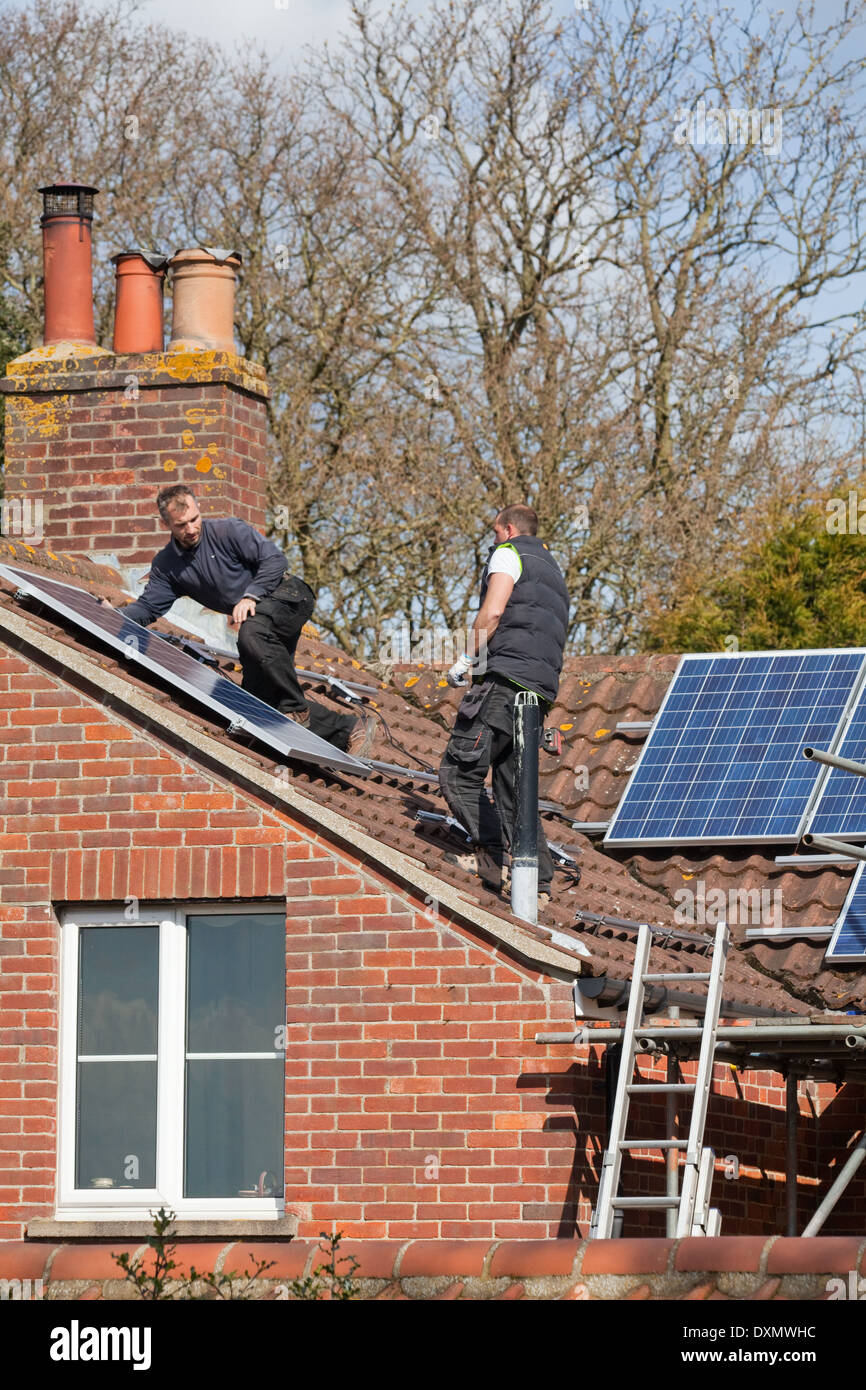 Solar Photovoltaic Panel installation on the pantile roof of a country ...