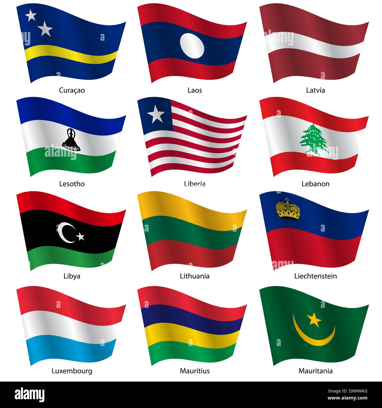 Set Flags of world sovereign states. Vector illustration Stock Photo ...