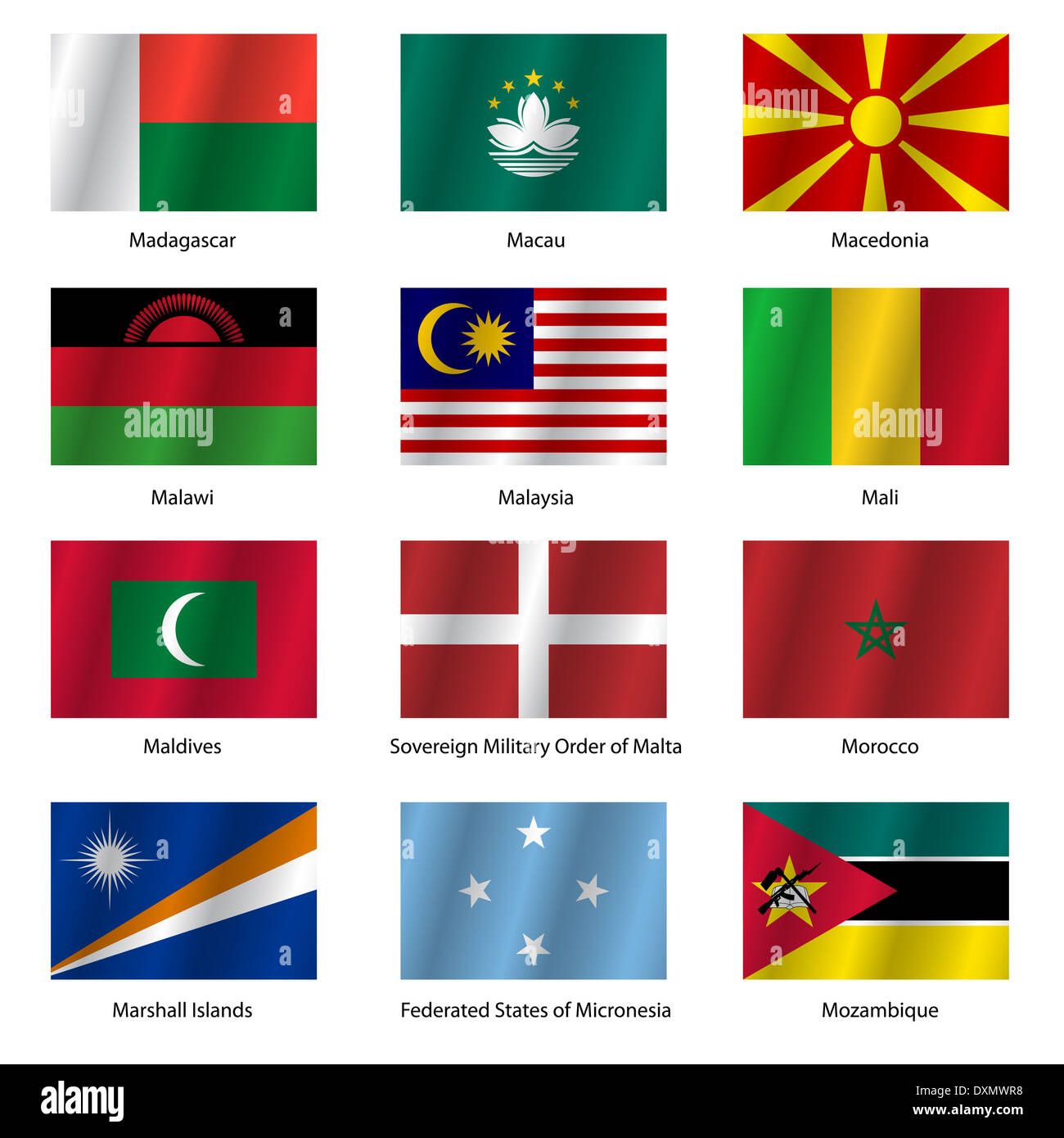 Set Flags of world sovereign states. Vector illustration Stock Photo ...
