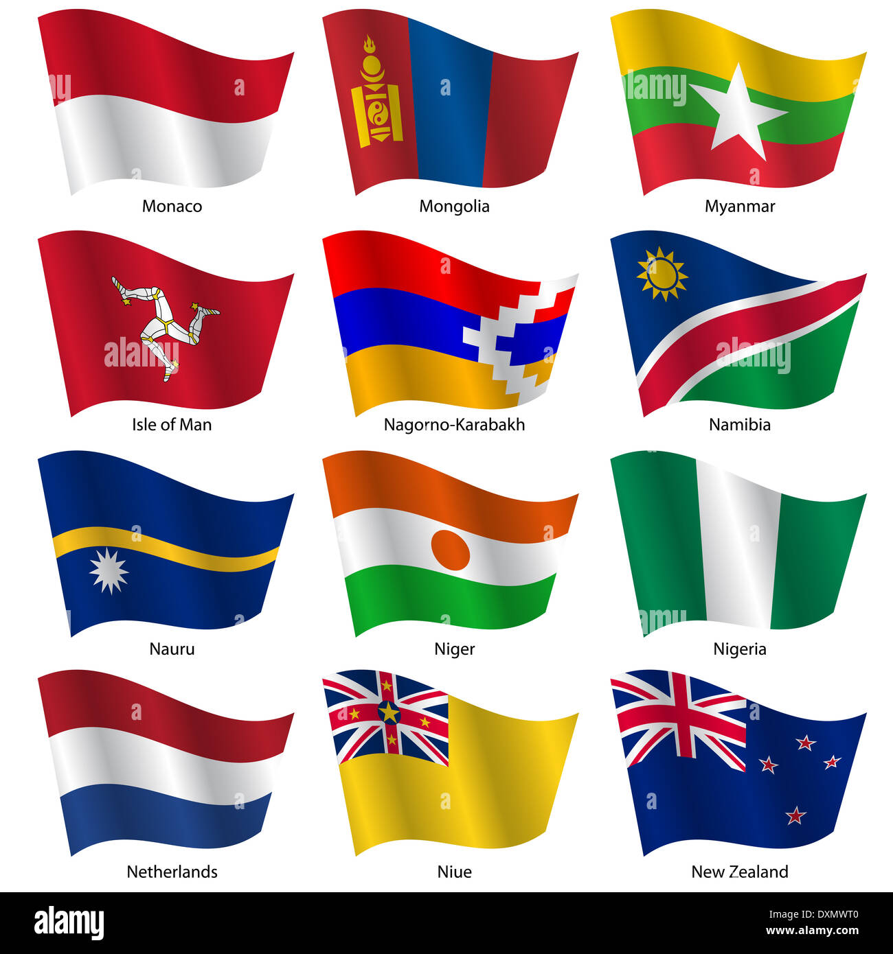 Set Flags of world sovereign states. Vector illustration Stock Photo ...