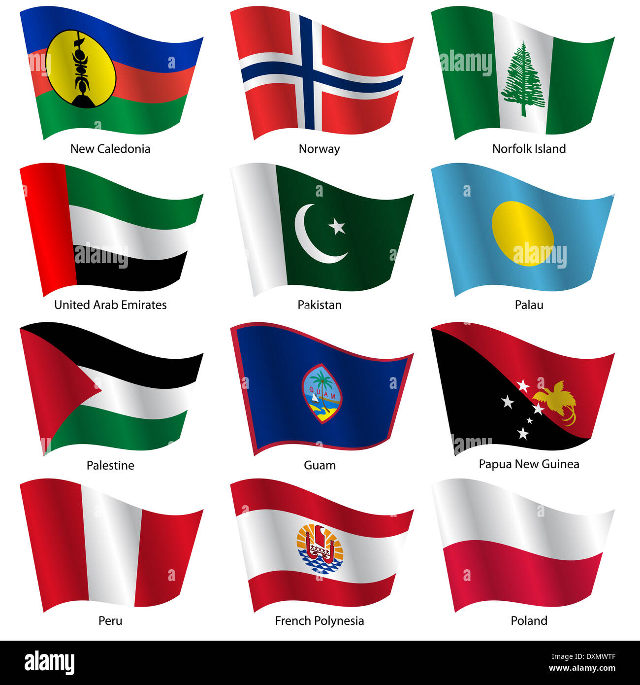 Set Flags of world sovereign states. Vector illustration Stock Photo ...