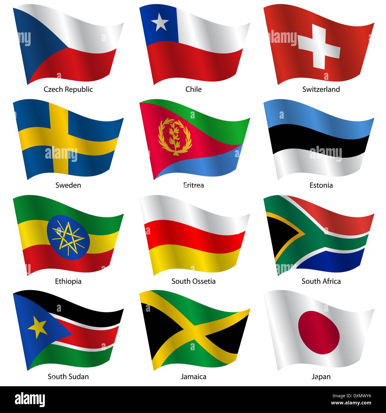 Set Flags of world sovereign states. Vector illustration Stock Photo ...