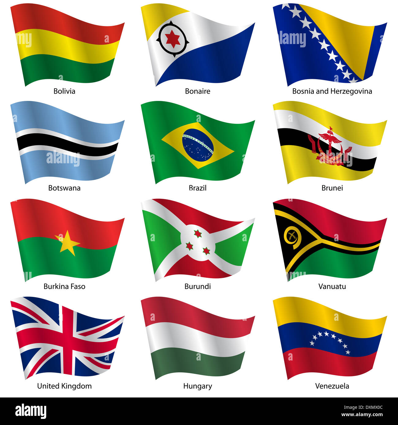 Set Flags of world sovereign states. Vector illustration Stock Photo ...