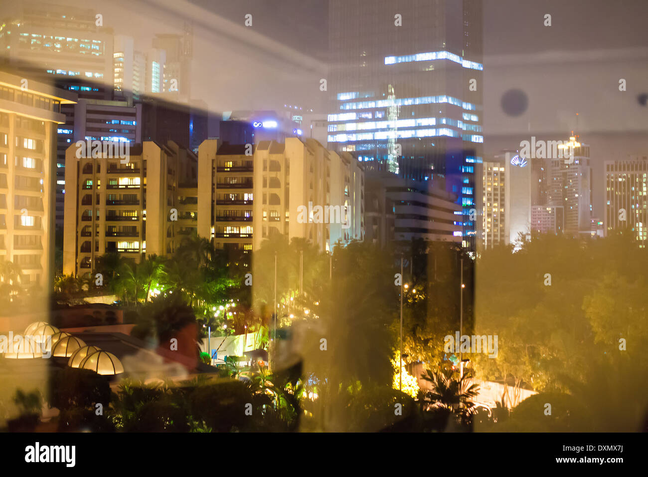 Night view of big city outside the window Stock Photo - Alamy