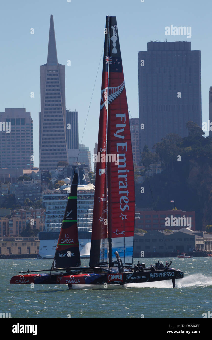Emirates Team New Zealand skippered by Dean Barker sails in the San ...