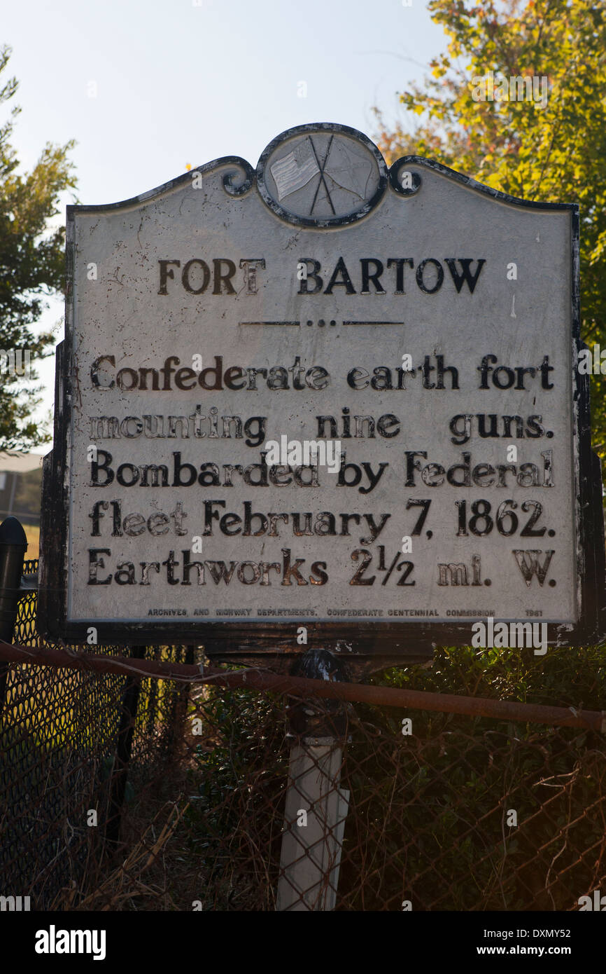 FORT BARTOW Confederate earth fort mounting nine guns. Bombarded by ...