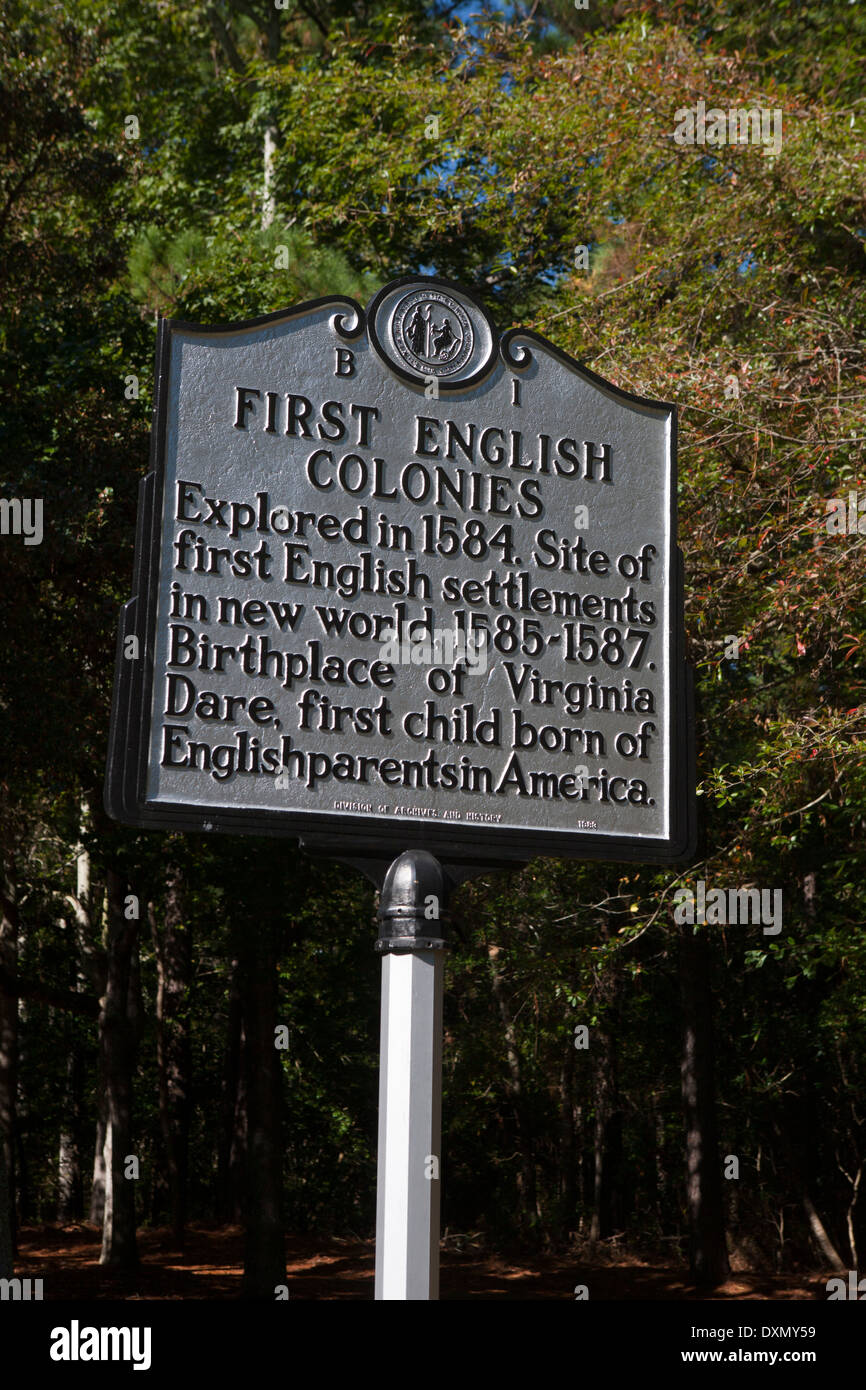 FIRST ENGLISH COLONIES Explored in 1584. Site of first English ...