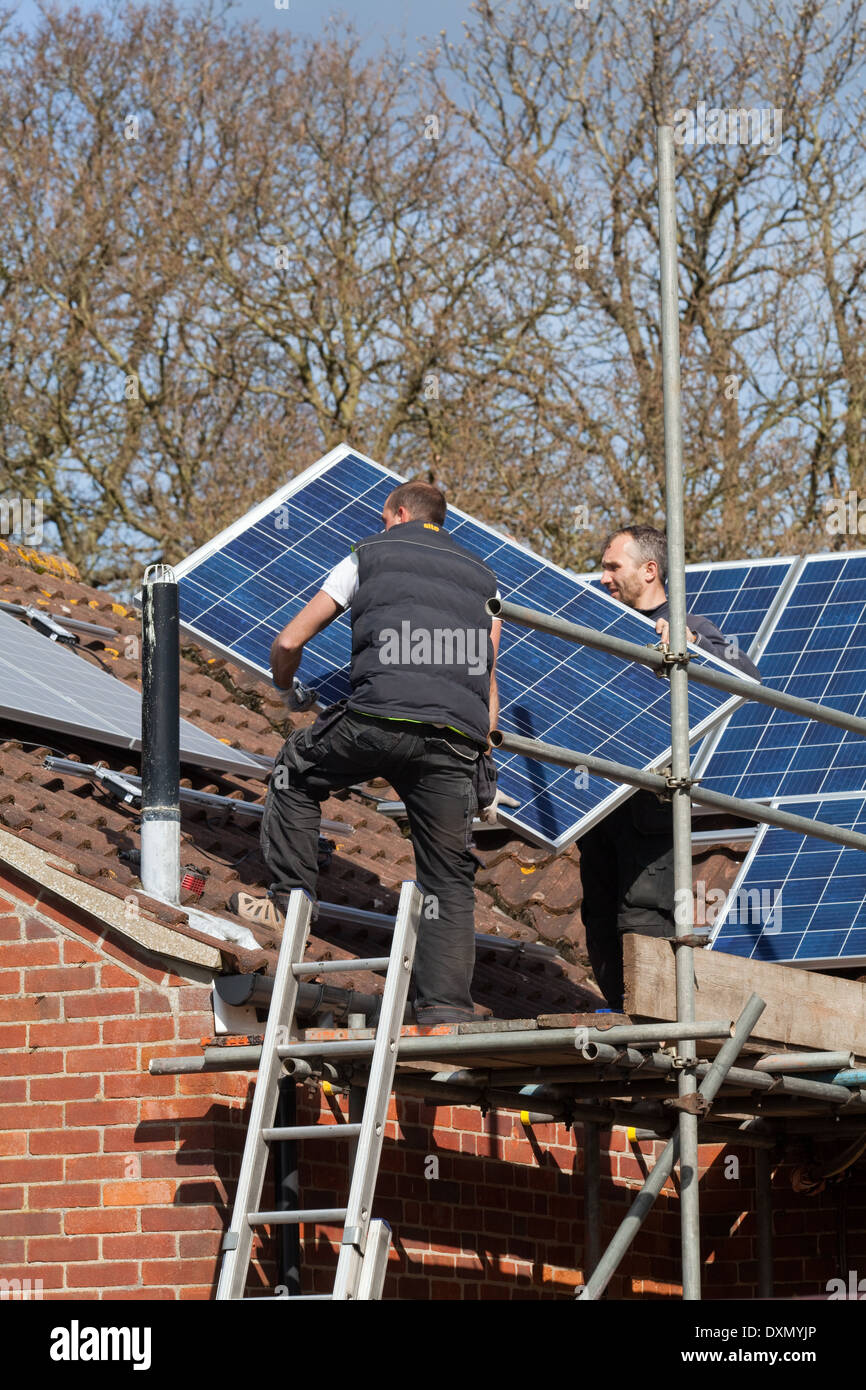 Solar Photovoltaic Panel installation on the pantile roof of a country ...