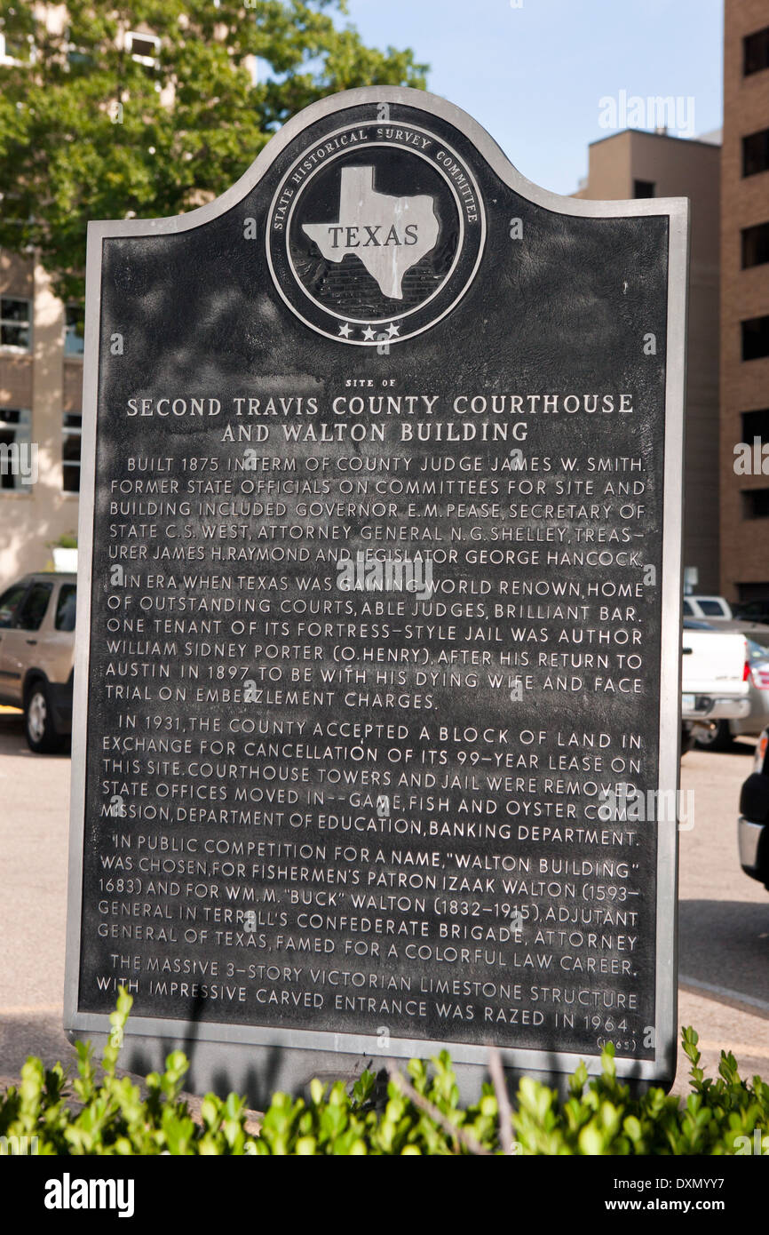 SITE OF SECOND TRAVIS COUNTY COURTHOUSE AND WALTON BUILDING Built in ...