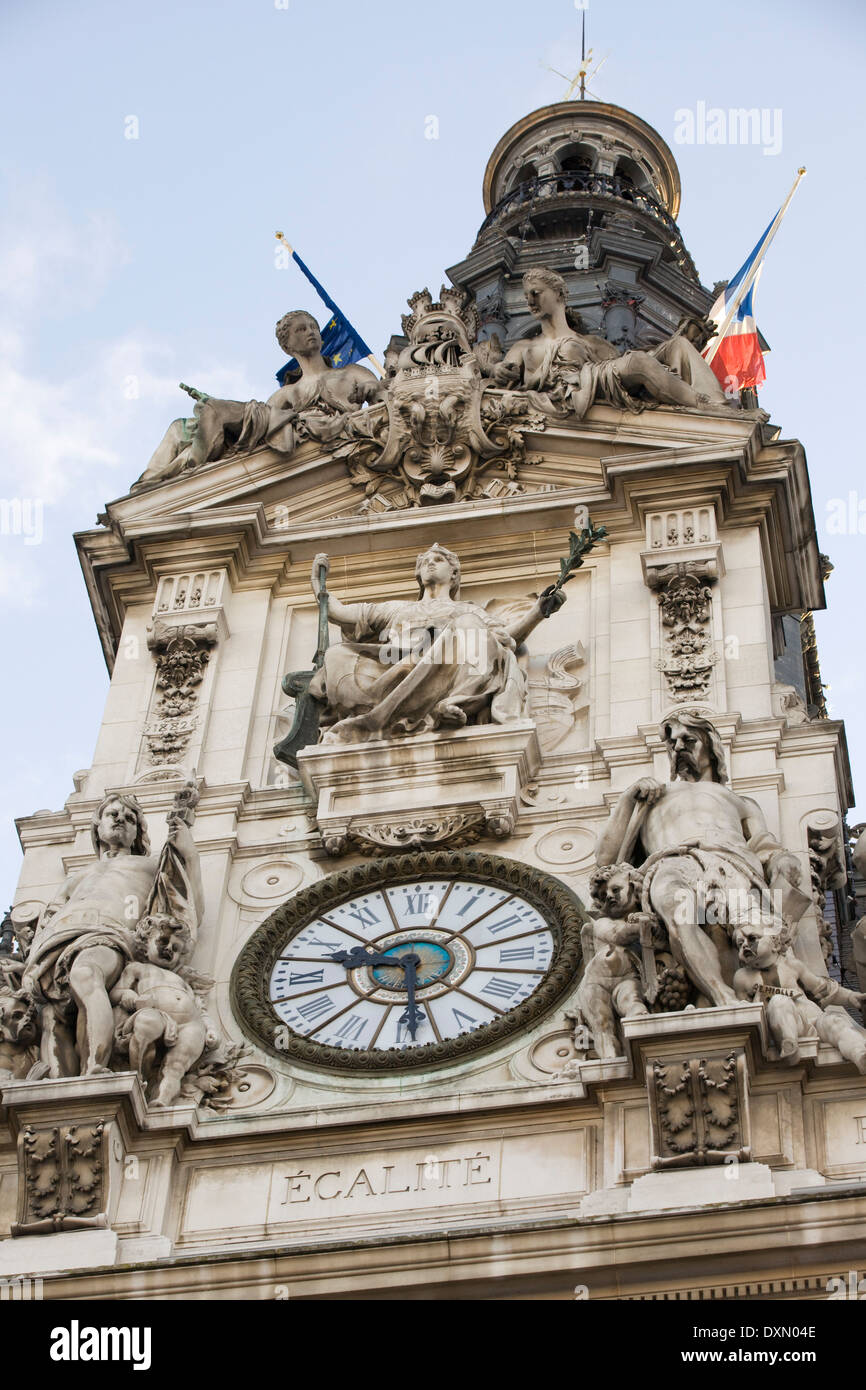 The Clock Tower at the Hotel de velle Grand City Hall Paris Stock Photo ...