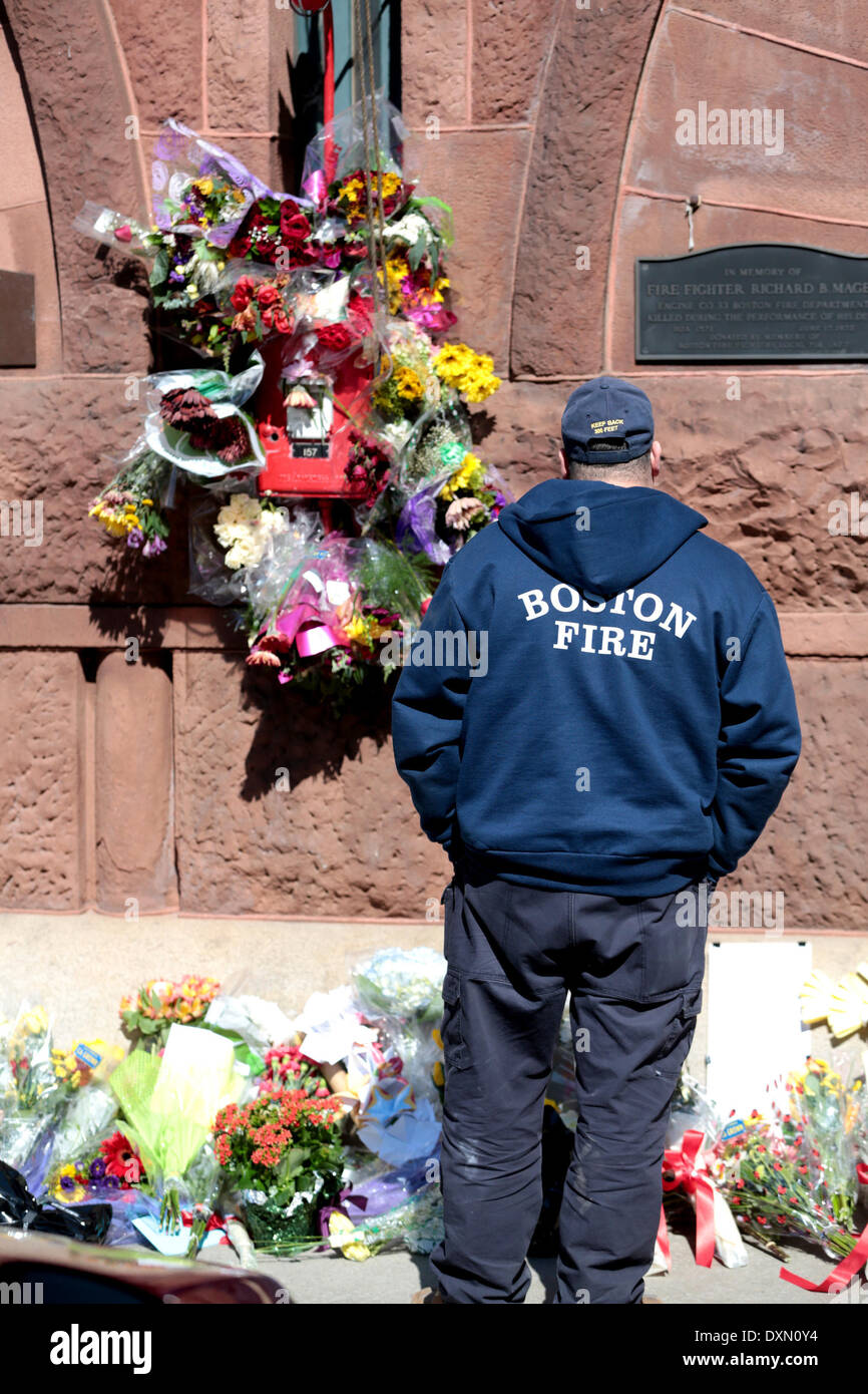 Boston, Massachusetts, USA. 27th Mar, 2014. The memorial at Engine 33 ...