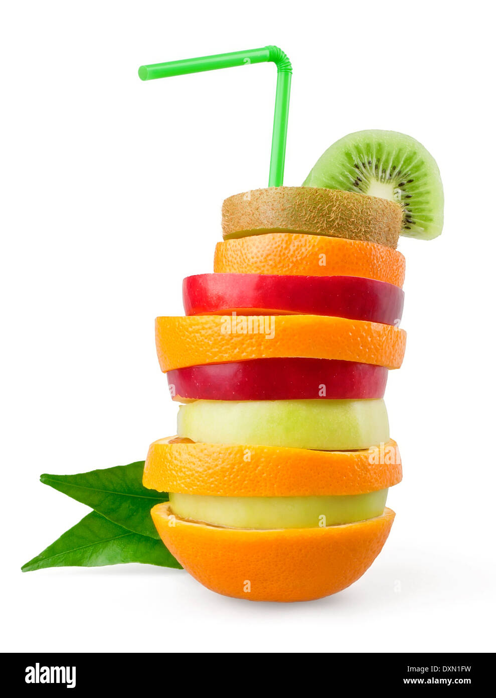 Tropical mixed fruit on white background Stock Photo - Alamy