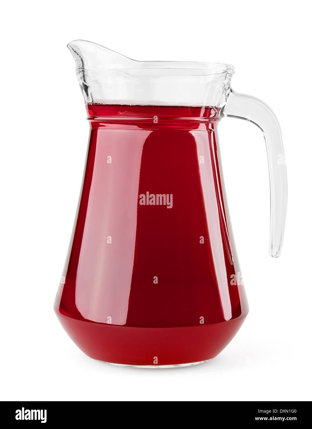 Pitcher of fruit juice on white background Stock Photo - Alamy