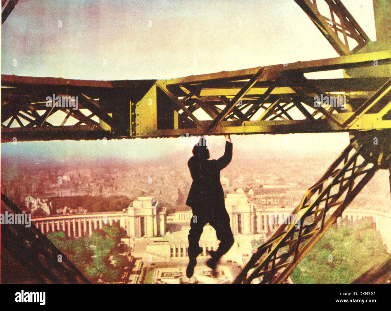 THE MAN ON THE EIFFEL TOWER Stock Photo - Alamy