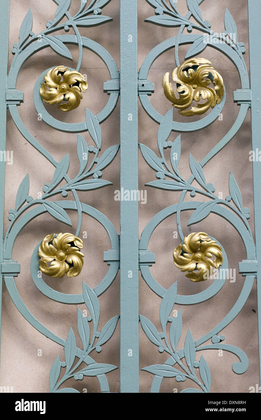 Wrought iron gate with gold leaf hi-res stock photography and images ...