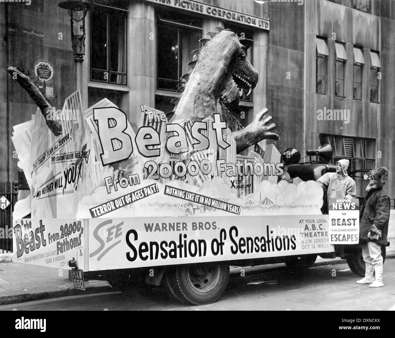 A decorated lorry which toured London advertising THE BEAST Stock Photo ...