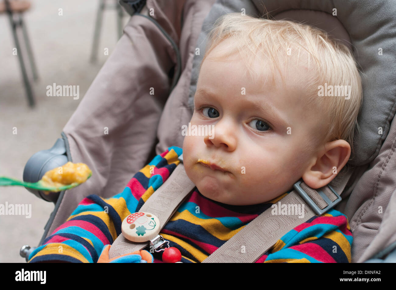Toddler eating pap Stock Photo - Alamy