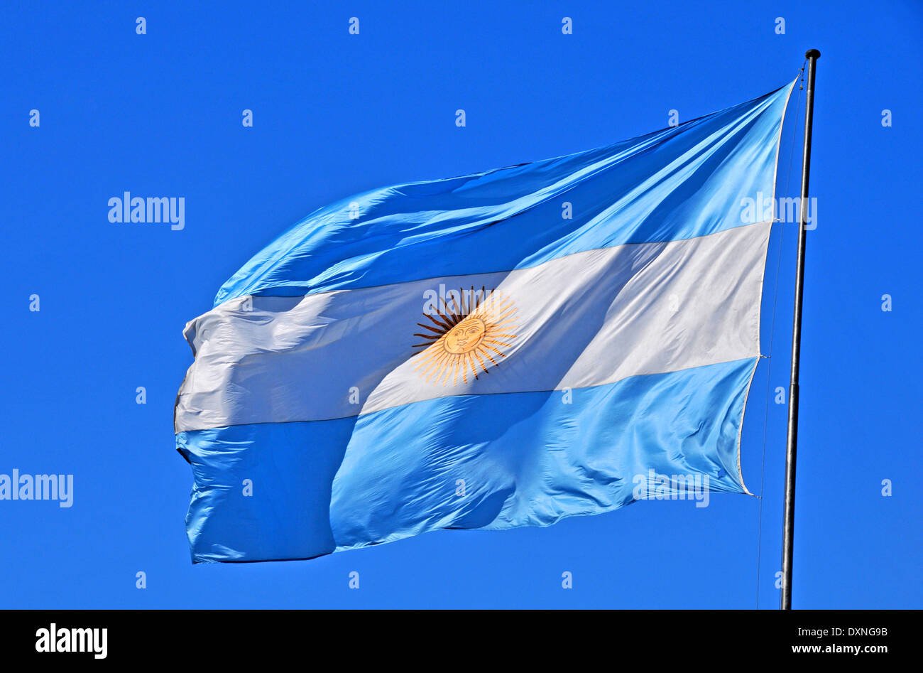 Argentina flag in blue sky Stock Photo - Alamy