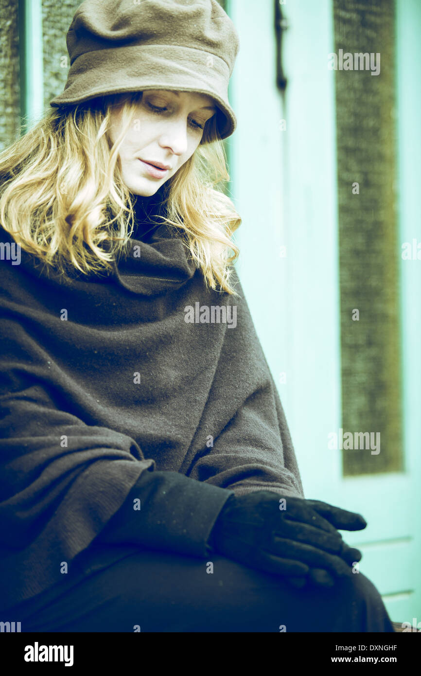Portrait of sad woman waiting Stock Photo - Alamy